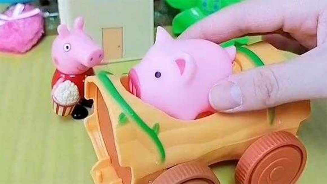 玩具小动画,小猪佩奇的好伙伴,一只粉色的小猪开工程车