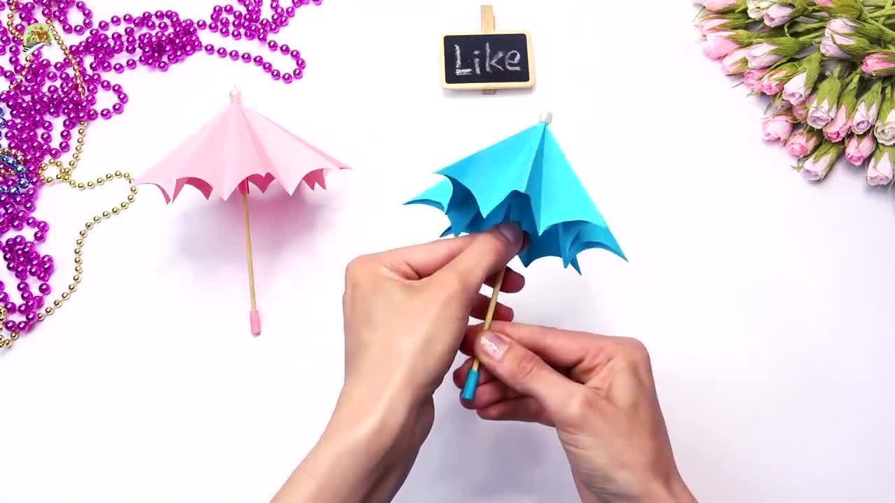 用彩纸制作遮阳伞真好玩