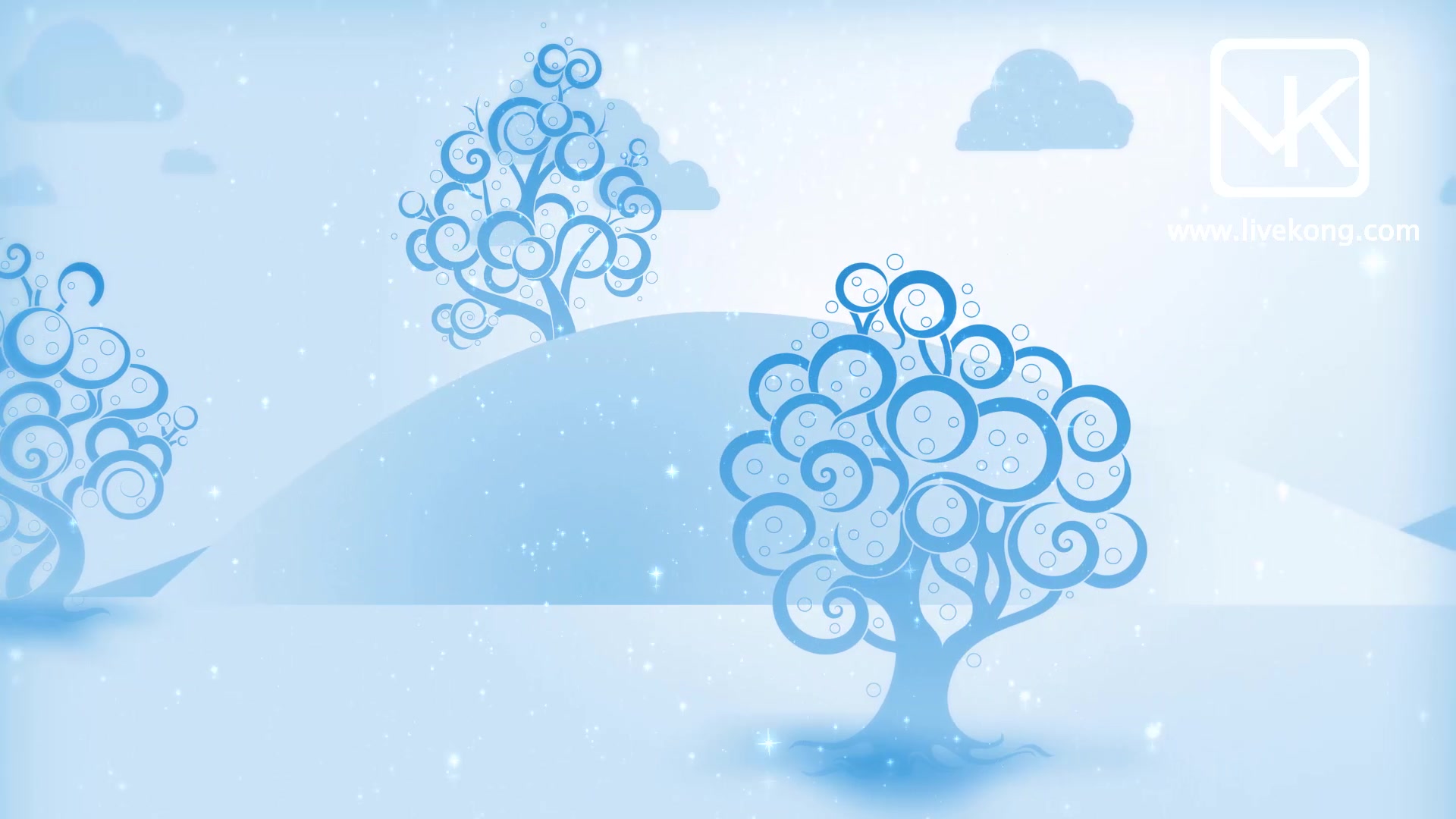 儿歌视频背景素材卡通led大屏舞台视频素材卡通森林冬季下雪飘雪雪花