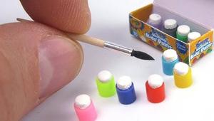 DIY,给芭比娃娃做一套迷你仿真画笔和颜料
