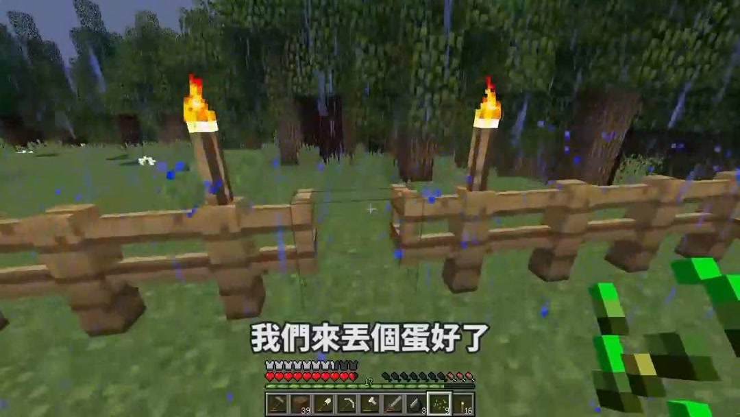 我的世界:好大的雨,我们现在来丢个蛋