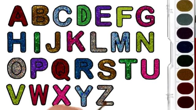 儿童简笔画,金粉字母表画画