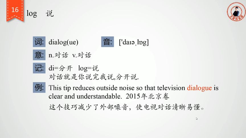 暴击高中3500单词16号词根log表示说话 第二部分