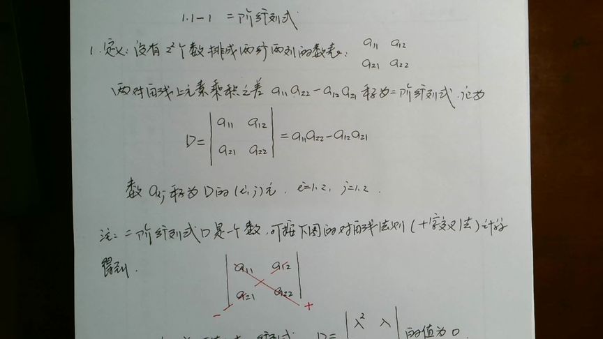 紫燕老师 线性代数 1.1-1 二阶行列式