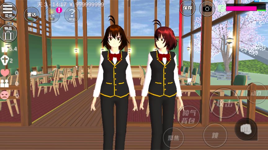 樱花校园模拟器:小夕在和牛餐厅遇见跟我长得一样的双胞胎姐妹?