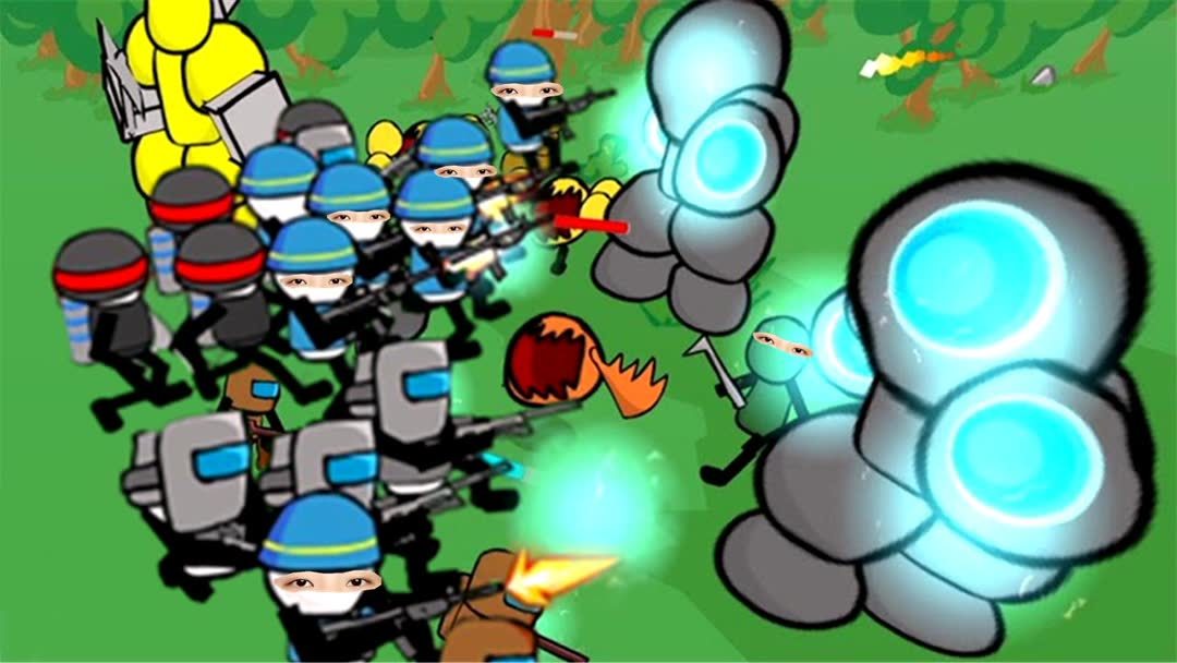 火柴人枪战模拟器!激光武士大战石头巨人!鲤鱼Ace解说