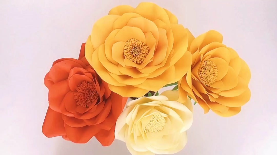 手工:非常漂亮饱满的纸花花束制作