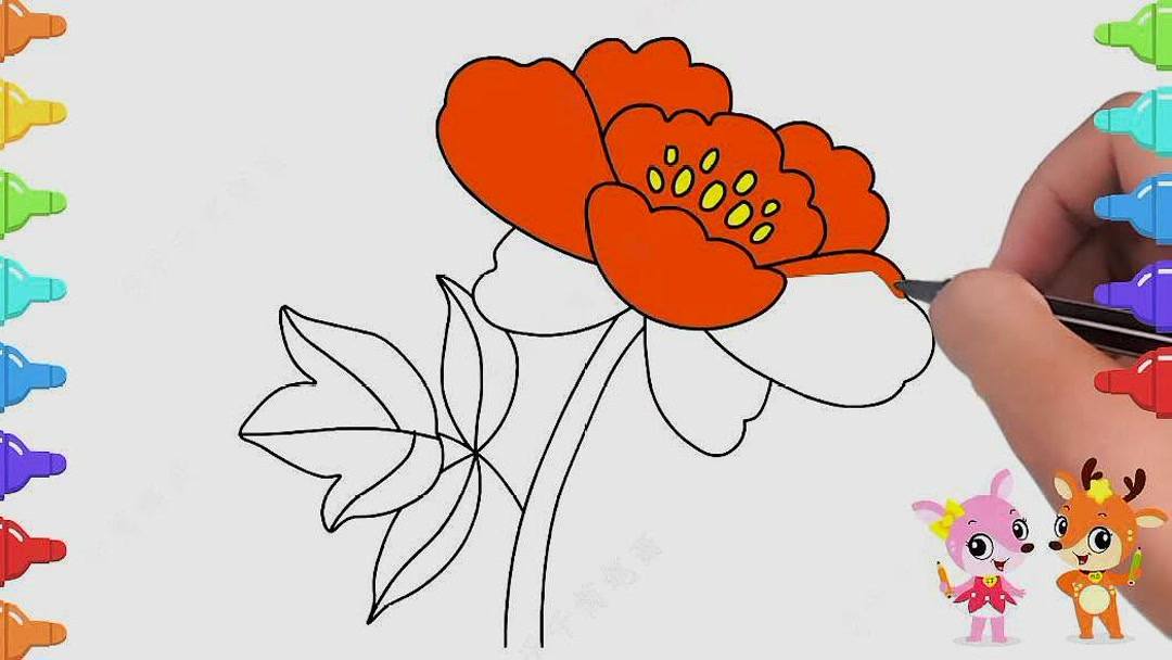 牡丹简笔画,宝宝轻松学画画,家长们赶紧收藏吧