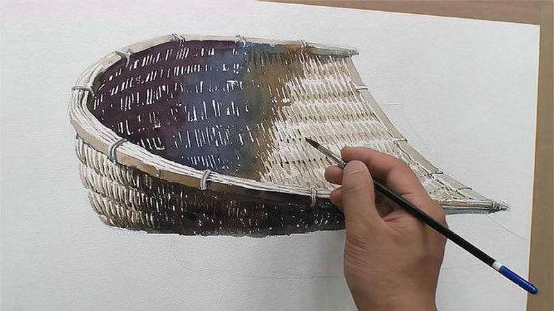 水彩功课必修:簸萁的绘画过程