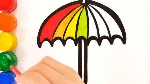 学习简笔画并为它上色 : 学习雨伞的简笔画
