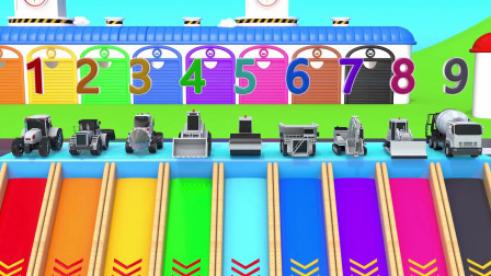 亲子早教动画:彩色的小汽车们在滑梯跑道上比赛