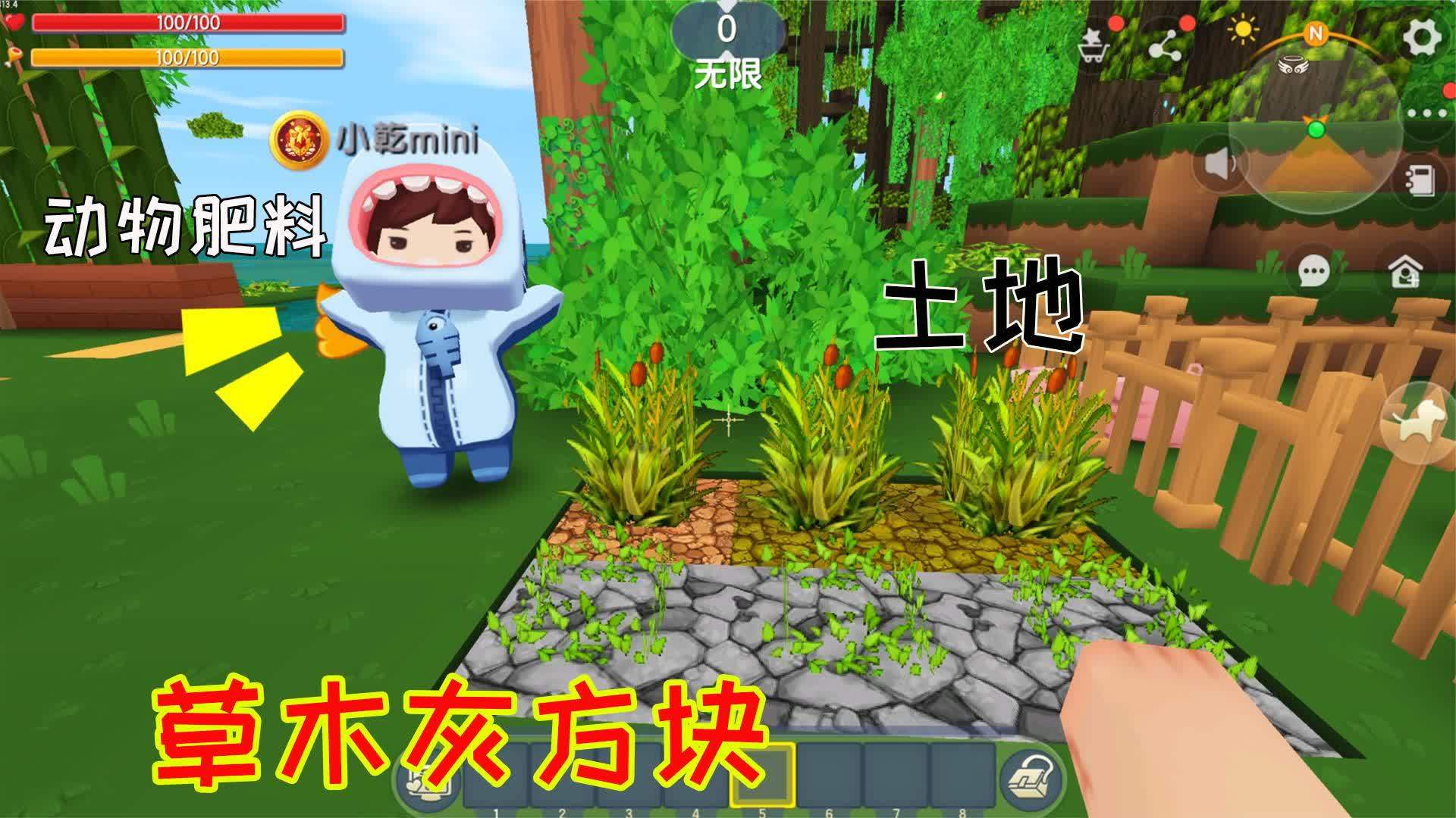 迷你世界解说│小表弟不自量力,草木灰能加速生长,肯定能先种出麦子
