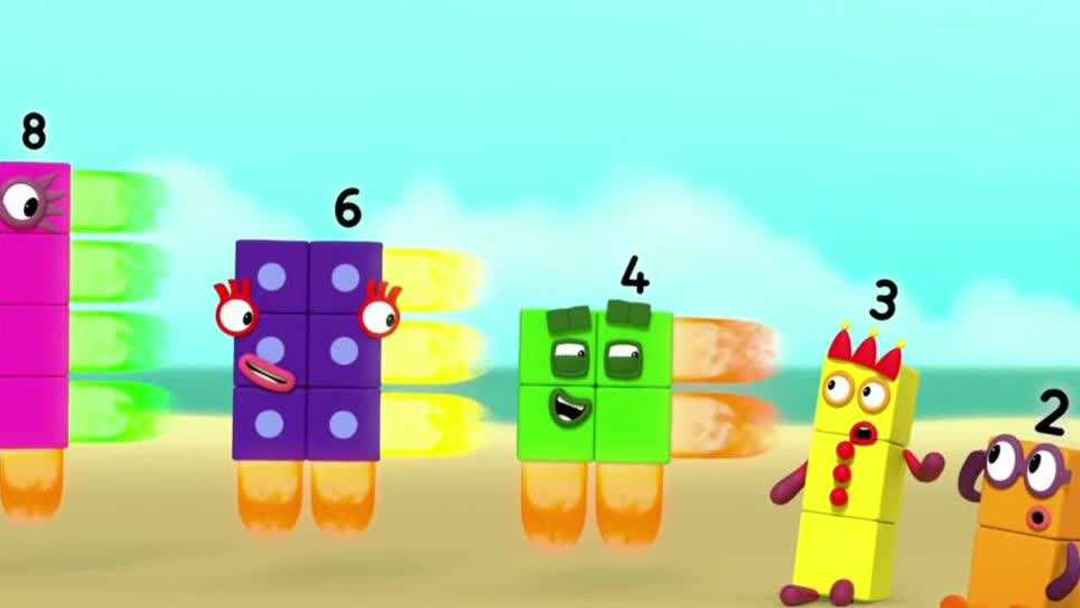 教你学数字,数字方块动画游戏解说:排队一个比一个高