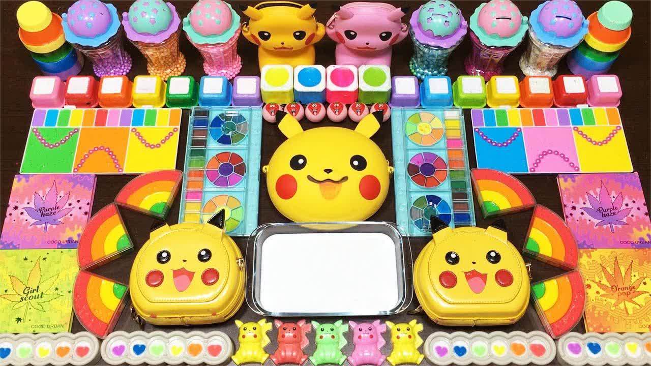 3个皮卡丘带来13种彩泥、水晶泥做史莱姆,少儿益智手工玩具