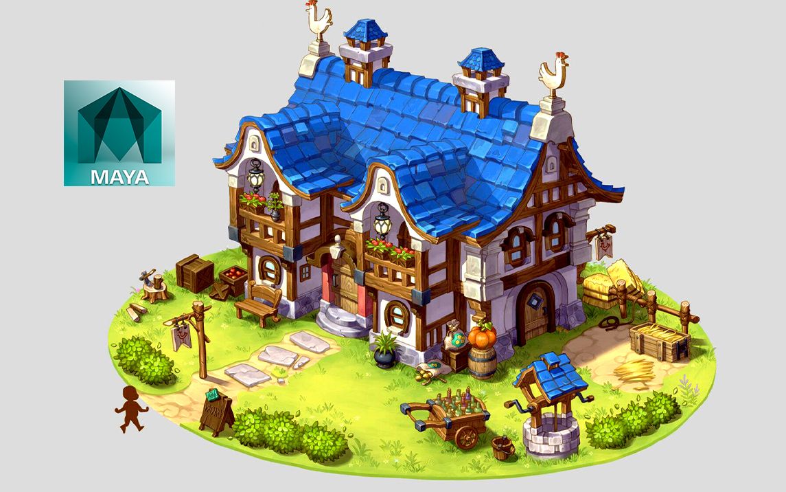 【MAYA场景建模】卡通风格房屋模型制作-新手零基础入门场景建模...