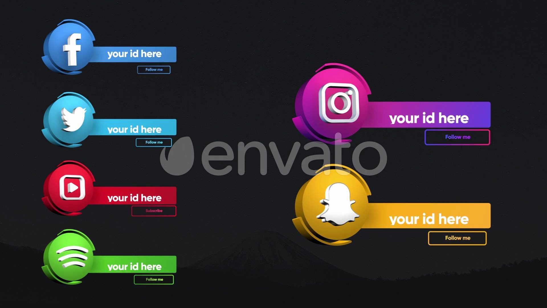 PR模板-8个社交媒体字幕条动画