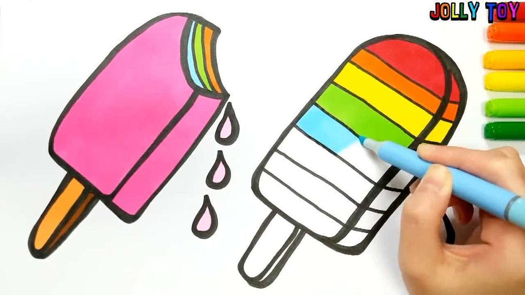 儿童填色绘画:各式各样的冰淇淋大全
