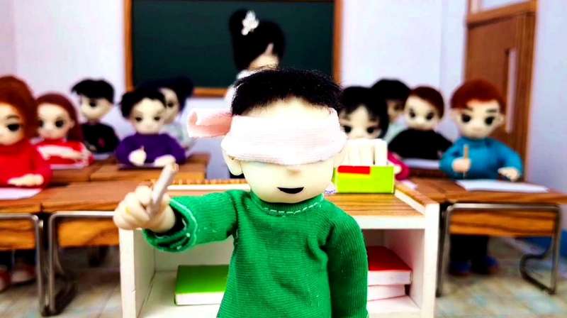 将数字从小到大排列,木瓜蒙眼做题,还好只是写数字