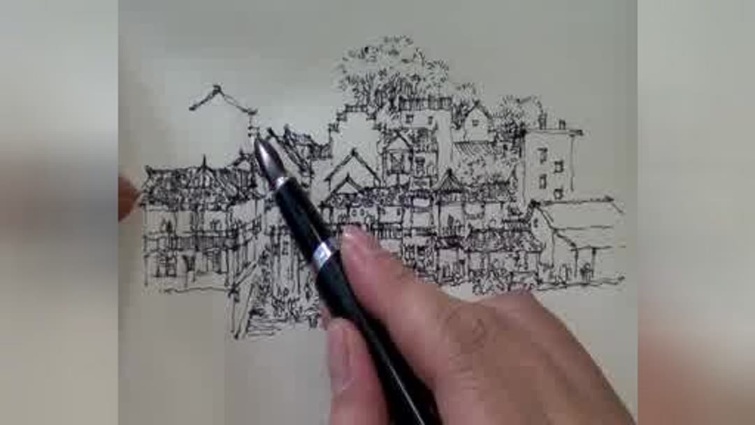 9边城建筑写生二--哈尔滨唐殿民天一手绘培训工作室