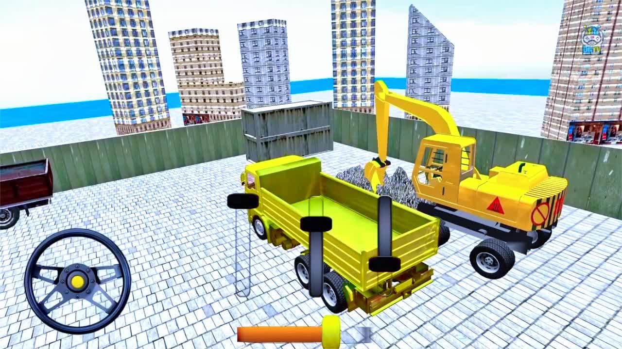 童趣:安卓手机汽车游戏系列,挖掘机挖土运输,工程车模拟驾驶游戏