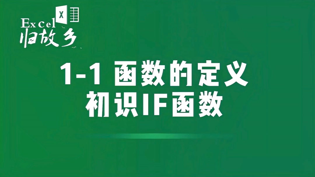 1-1 函数的定义+初识IF函数