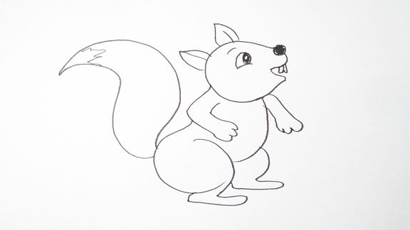 儿童简笔画,亲子画,教孩子画小松鼠
