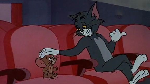 汤姆和杰瑞小生活惬意的很,不打架了,两人约着一起去看电影!