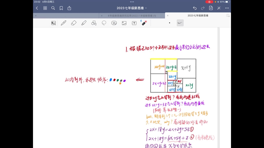 ...探究应用,题题过。七下数形结合题,二元一次方程组的经典几何题。