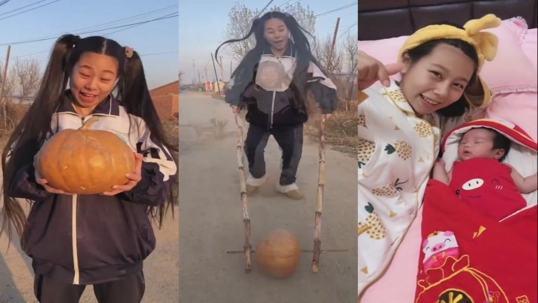 爆笑农村囧事:只要是圆的,南瓜也能当推车走呀!