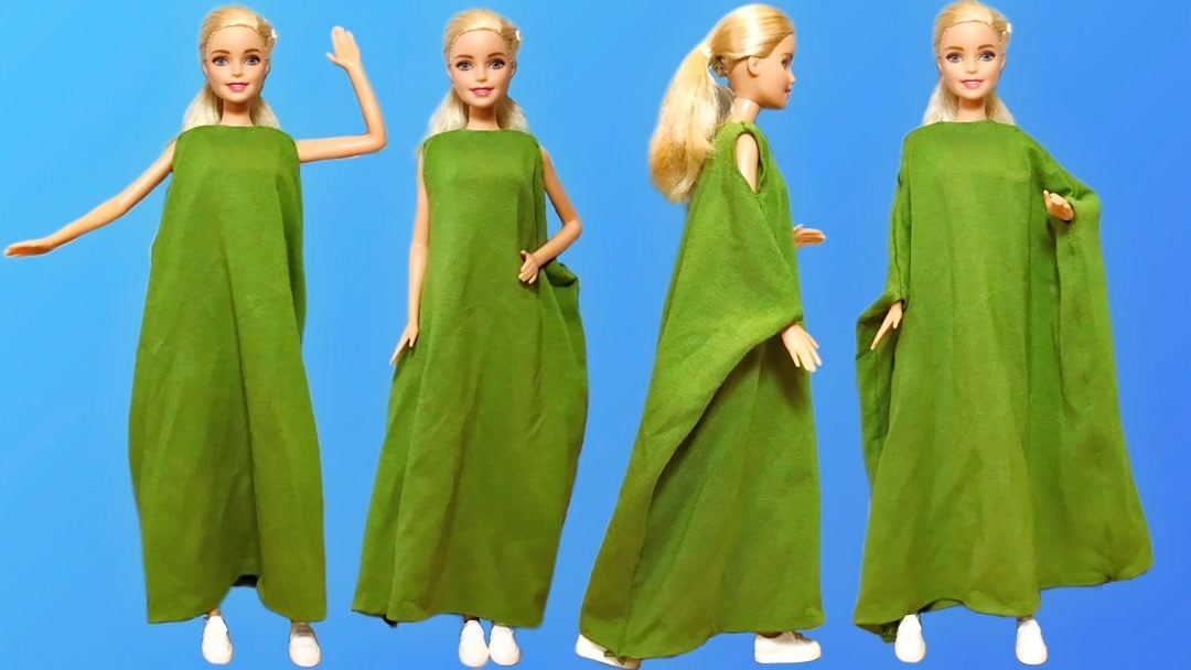 花了5分钟给芭比娃娃做了一件连衣裙,没想到还能穿出两种效果!