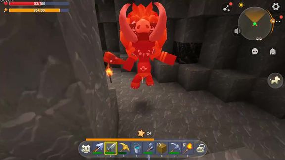 迷你世界 带小伙伴下矿,为了保护小伙伴只能跟野人拼啦!