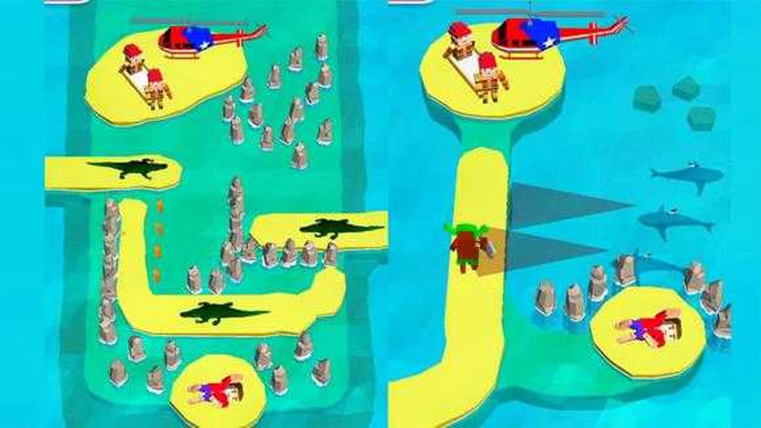 救援模拟器:巧施妙计,从巨鲨和野人的缝隙中穿过去