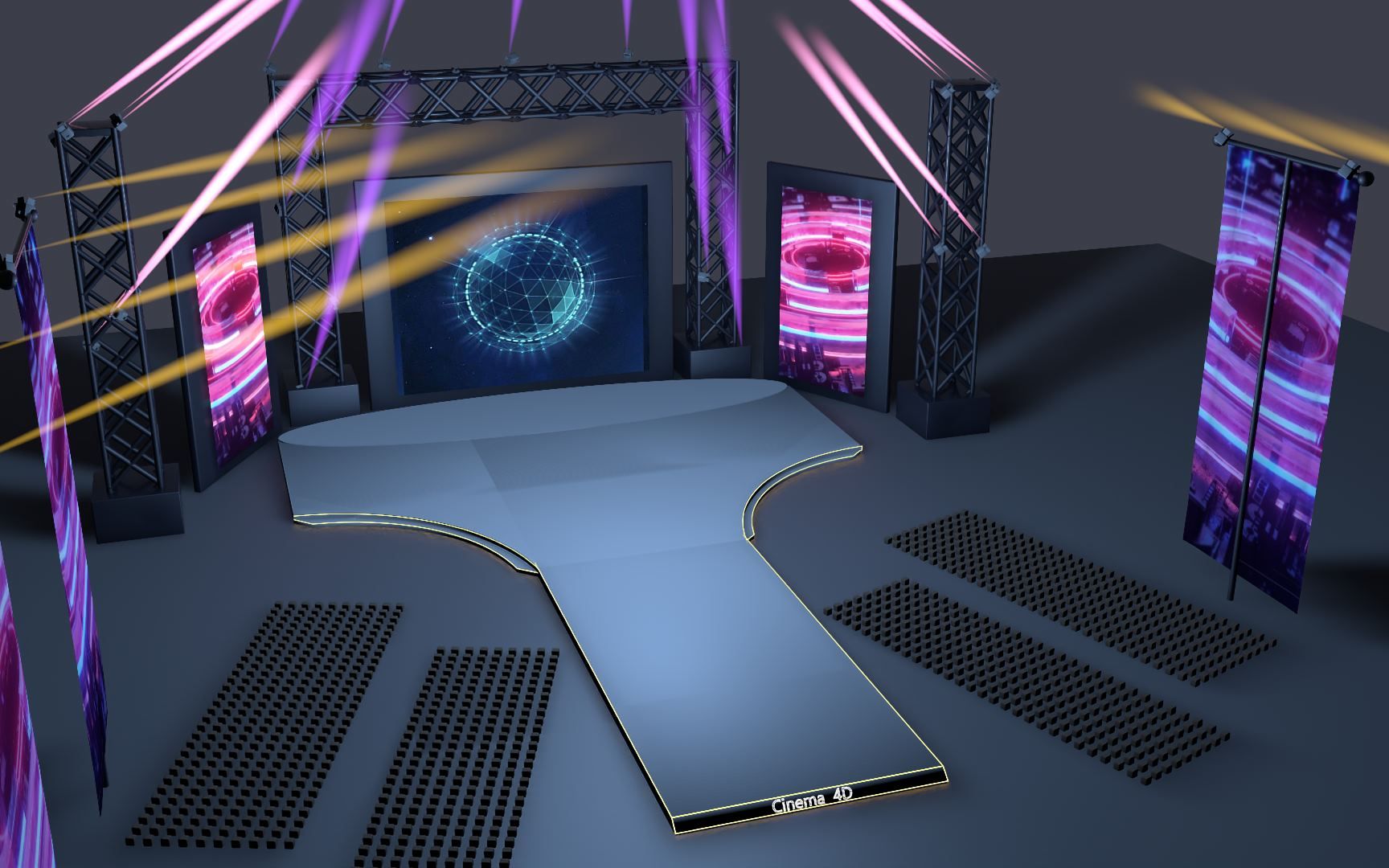 发布会场景 C4d建模与渲染