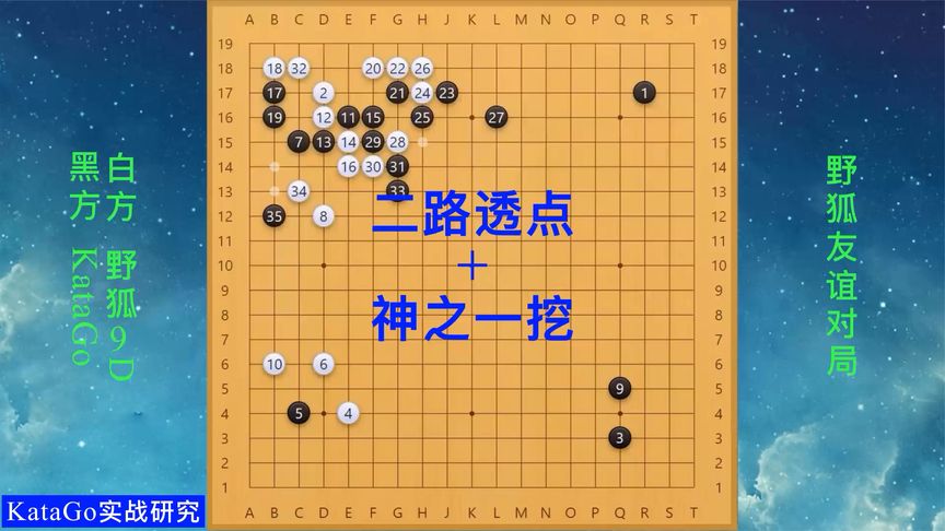 KataGo实战手筋 - 二路透点、神之一挖