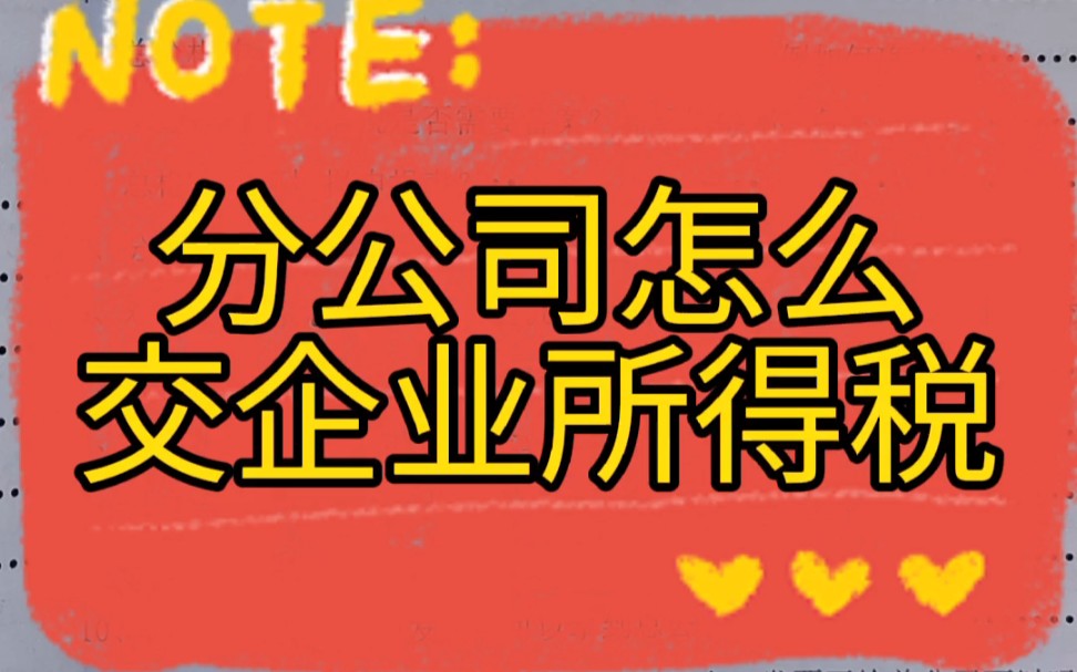 分公司怎么交企业所得税