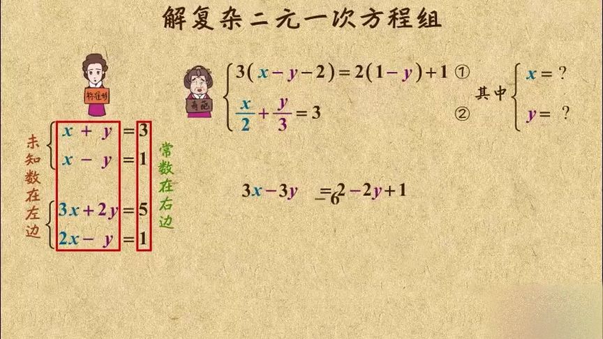人教版七年级数学下册8.2.3解复杂的二元一次方程组 微课视频