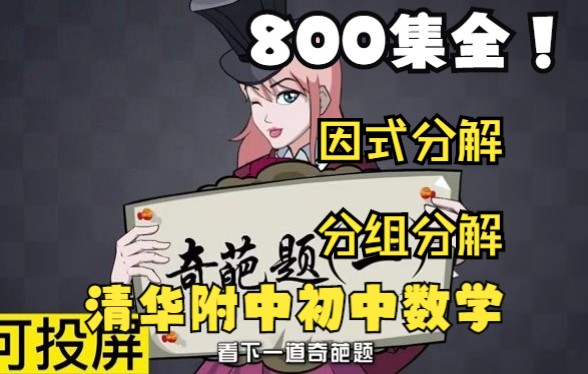 800集清华附中初中数学动画 因式分解分组分解法复杂知识简单学