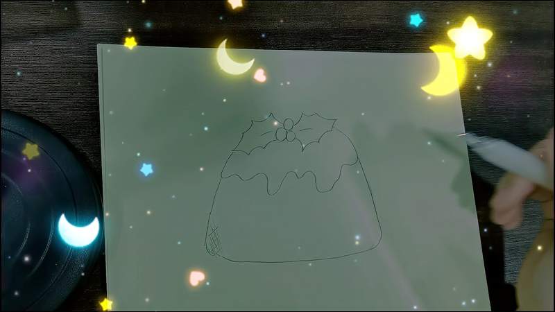 画一个简单漂亮的蛋糕简笔画,可以画在手账上哦