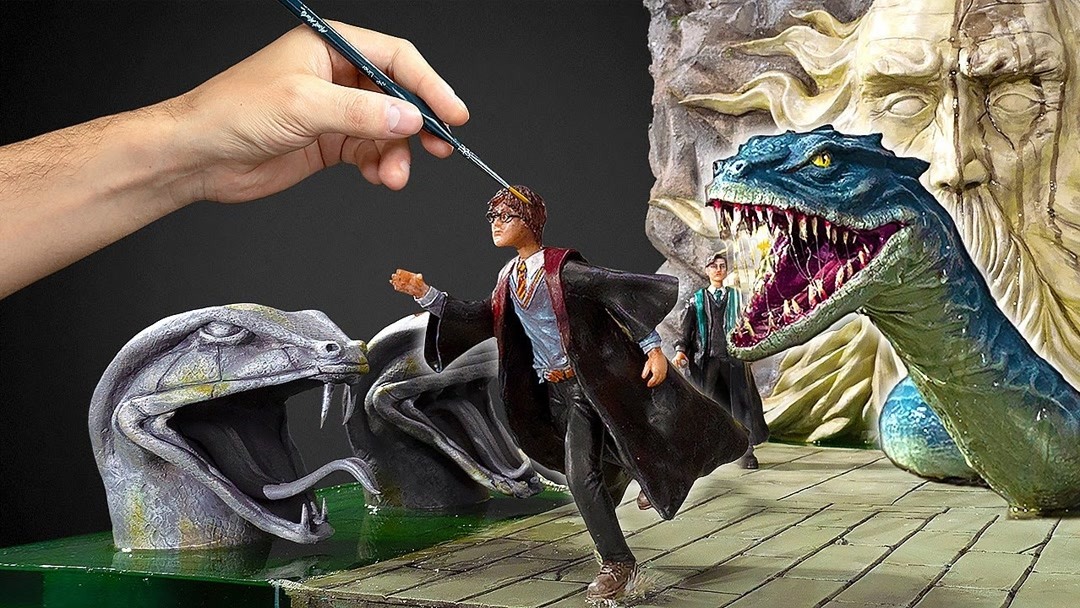 粘土手工制作哈利波特模型,还原神秘密室场景