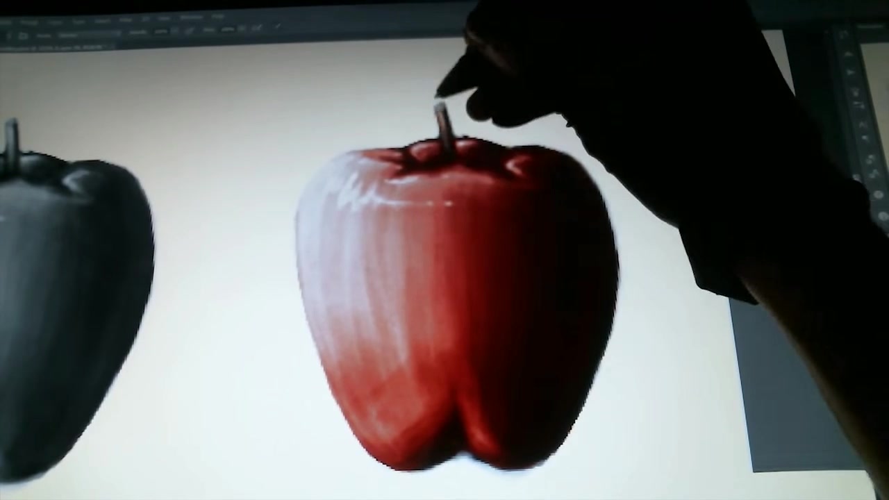 用Yiynova MVP20"RH用photoshop CS6画水果素描