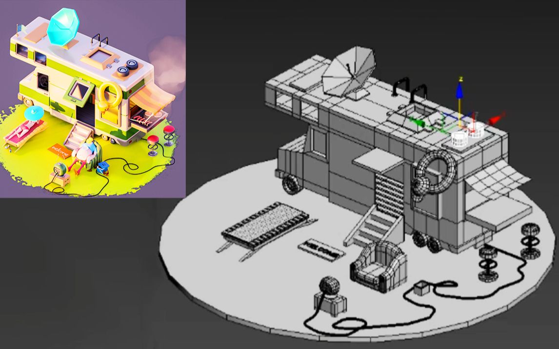 【3DMAX场景建模】零基础超详细汽车场景布线教程,从拉box开始教...