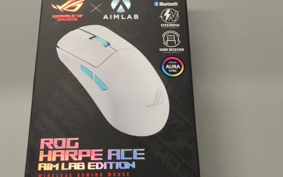 快速开箱华硕ROG龙鳞Ace AimLab合作版白色鼠标