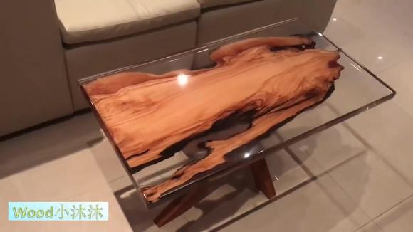 过程:树脂和缺陷实木制作的美丽桌面,真心好看