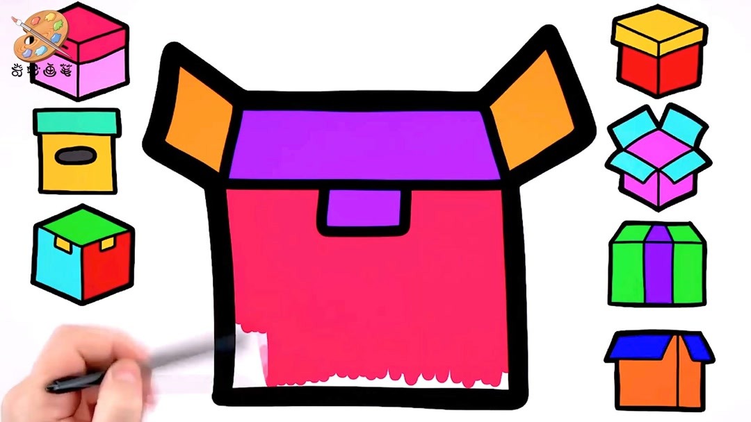 趣味儿童画画教学:8种箱子的各种形态,是不是很神奇呢!