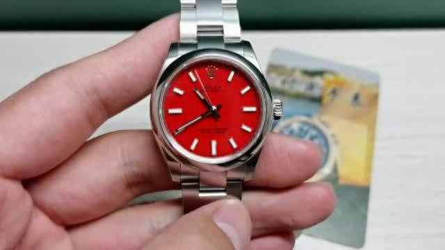 时光手表 劳力士蚝式恒动31系列女士手表 珊瑚红表盘