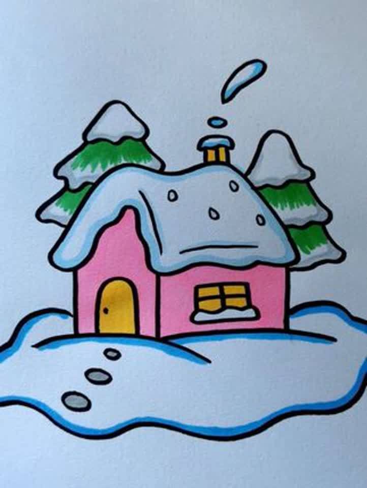 一起来画雪房子#一起学画画 #儿童简笔画教程