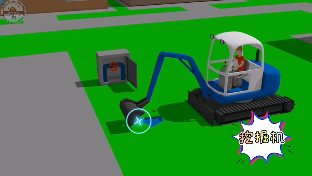 挖掘机视频:小汽车弄脏车子去洗车,水管破裂挖掘机来帮忙修理