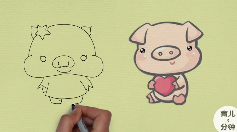 手绘简笔画儿歌《猪之歌》,听儿歌学画画
