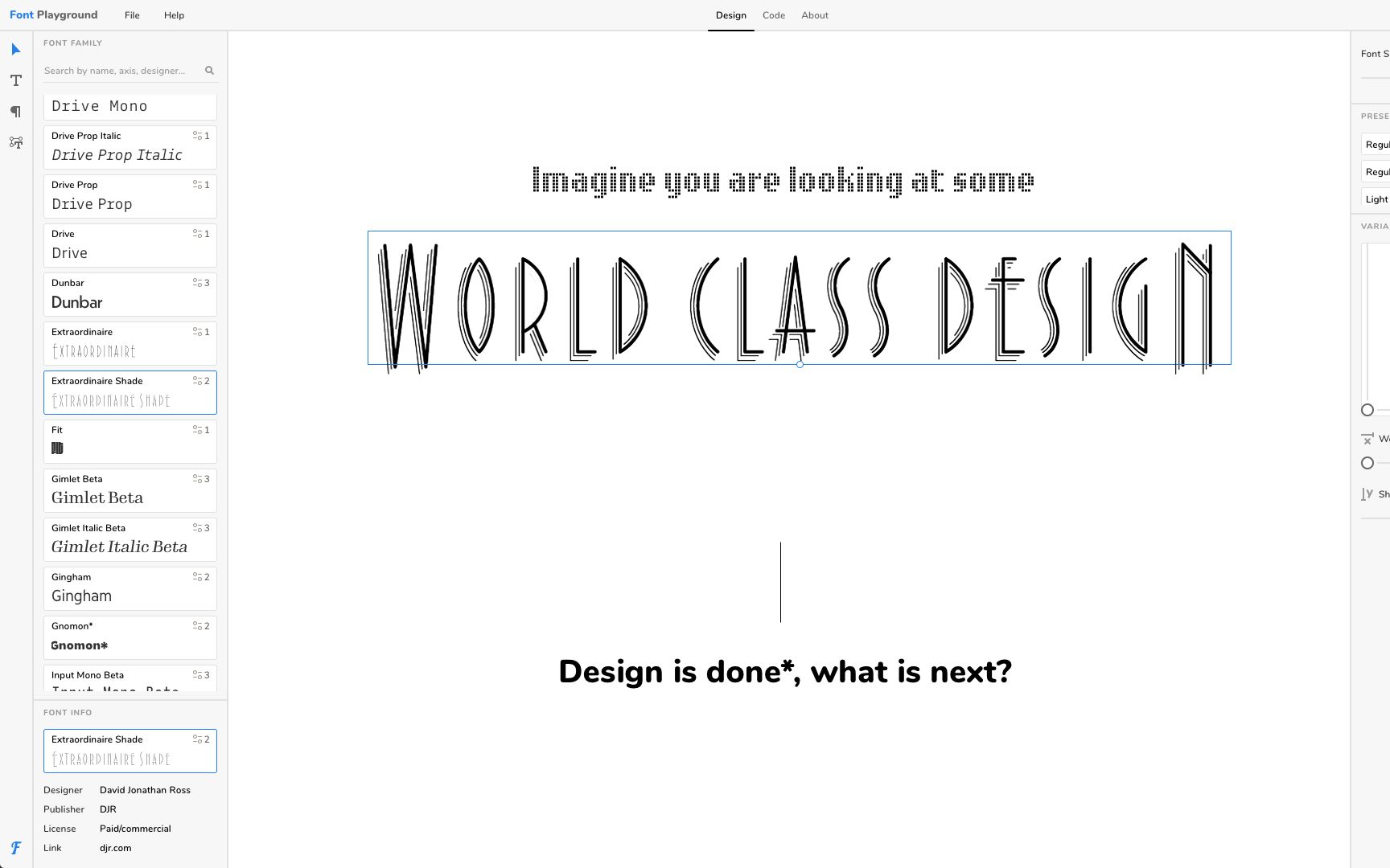 介绍 Font Playground，一款使用可变字体的设计软件