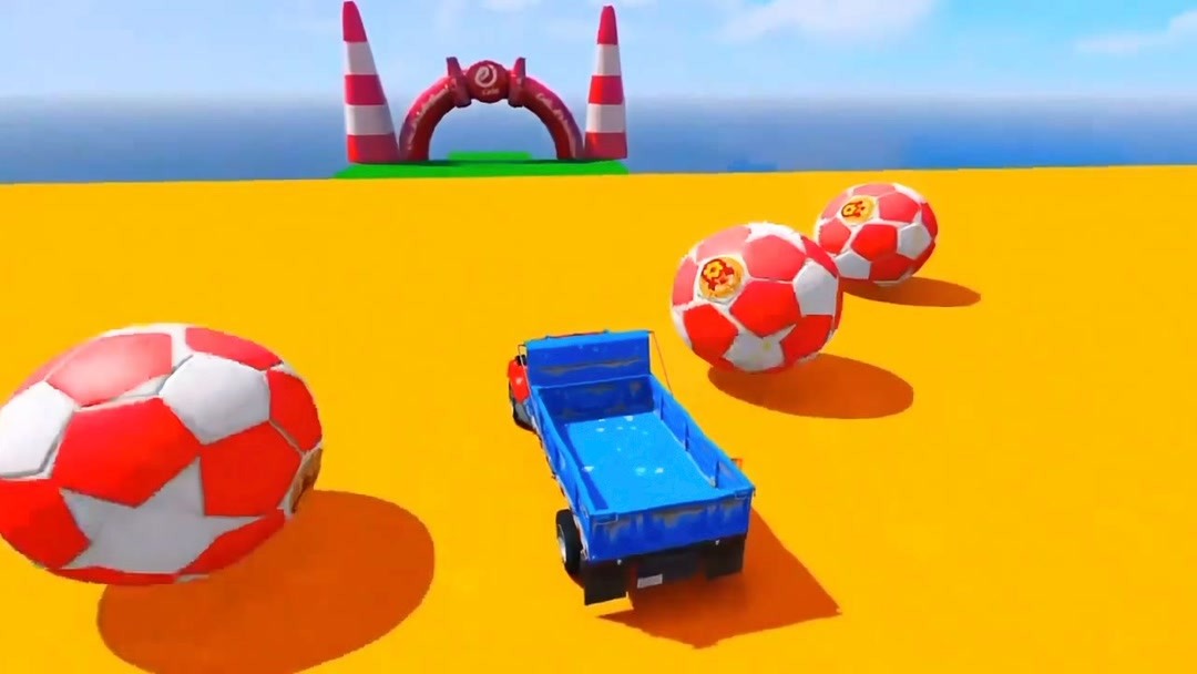 益智动画亲子娱乐 超人蜘蛛侠驾驶大卡车闯关开到海里游泳